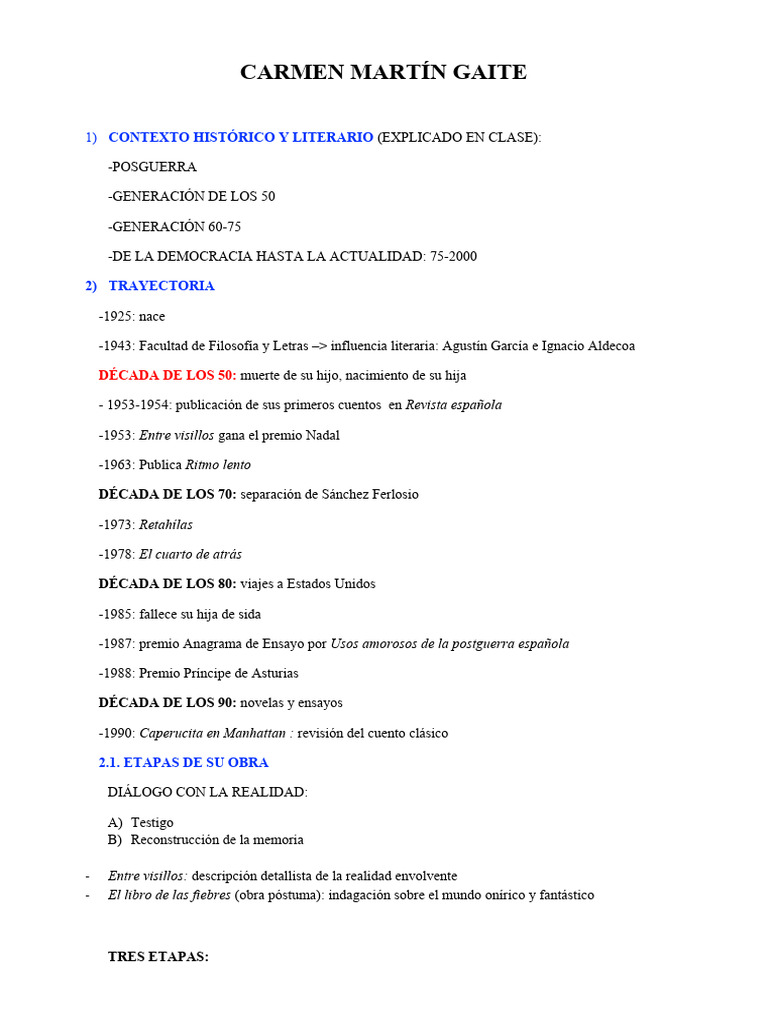 ESQUEMA_CARMEN MARTÍN GAITE | PDF