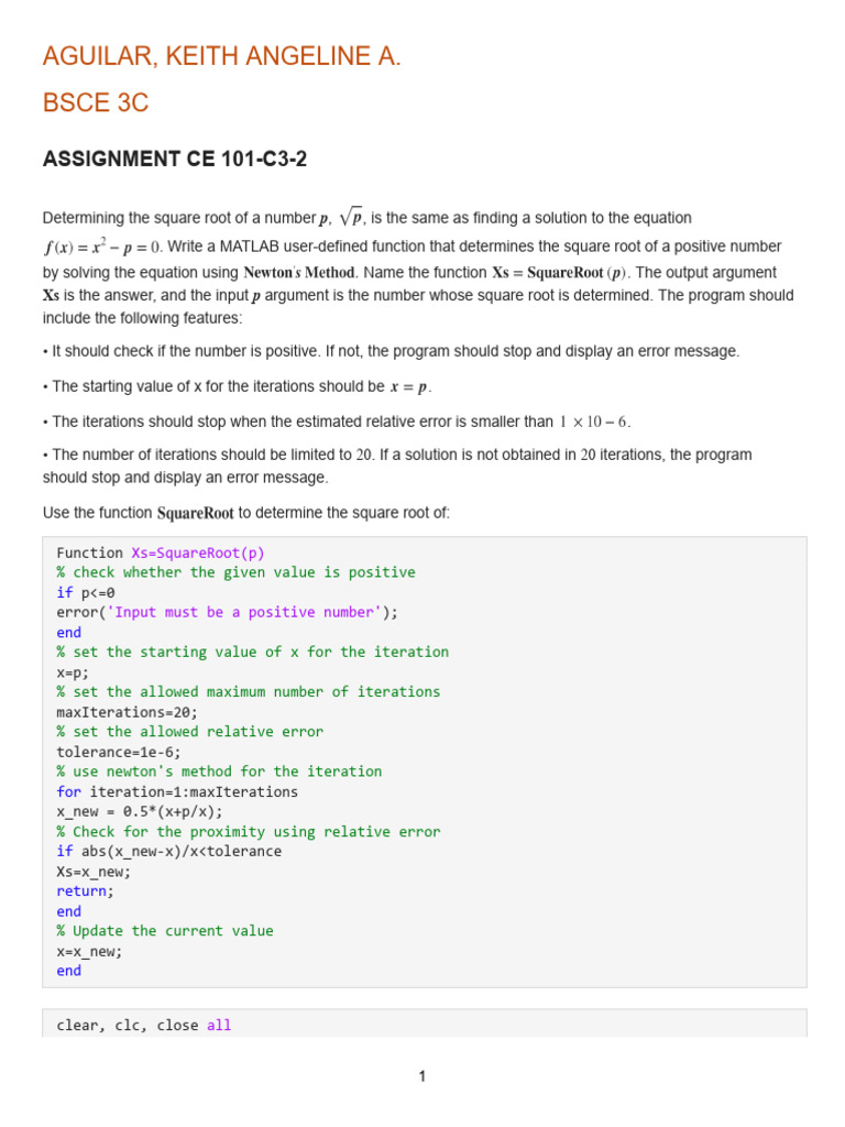 Matlav Code Assignment | PDF | Matlab | Function (Mathematics)