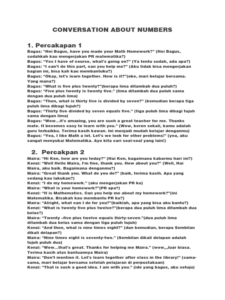 Conversation About Numbers | PDF