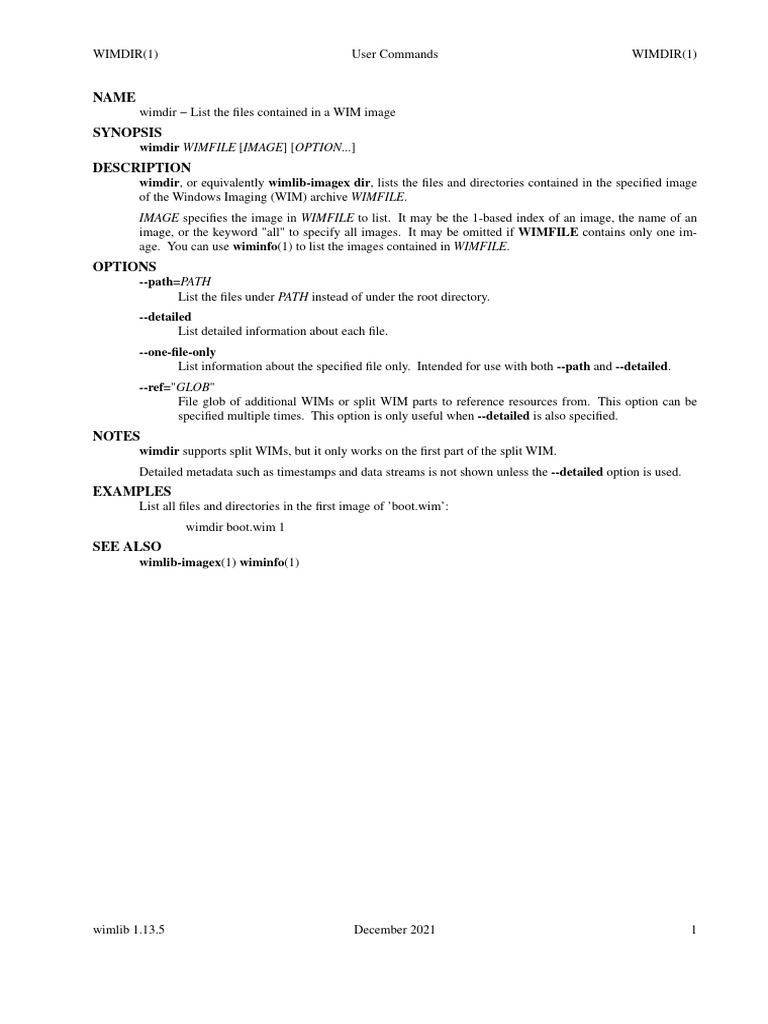 List Files in WIM Image with Wimdir | PDF | Computers