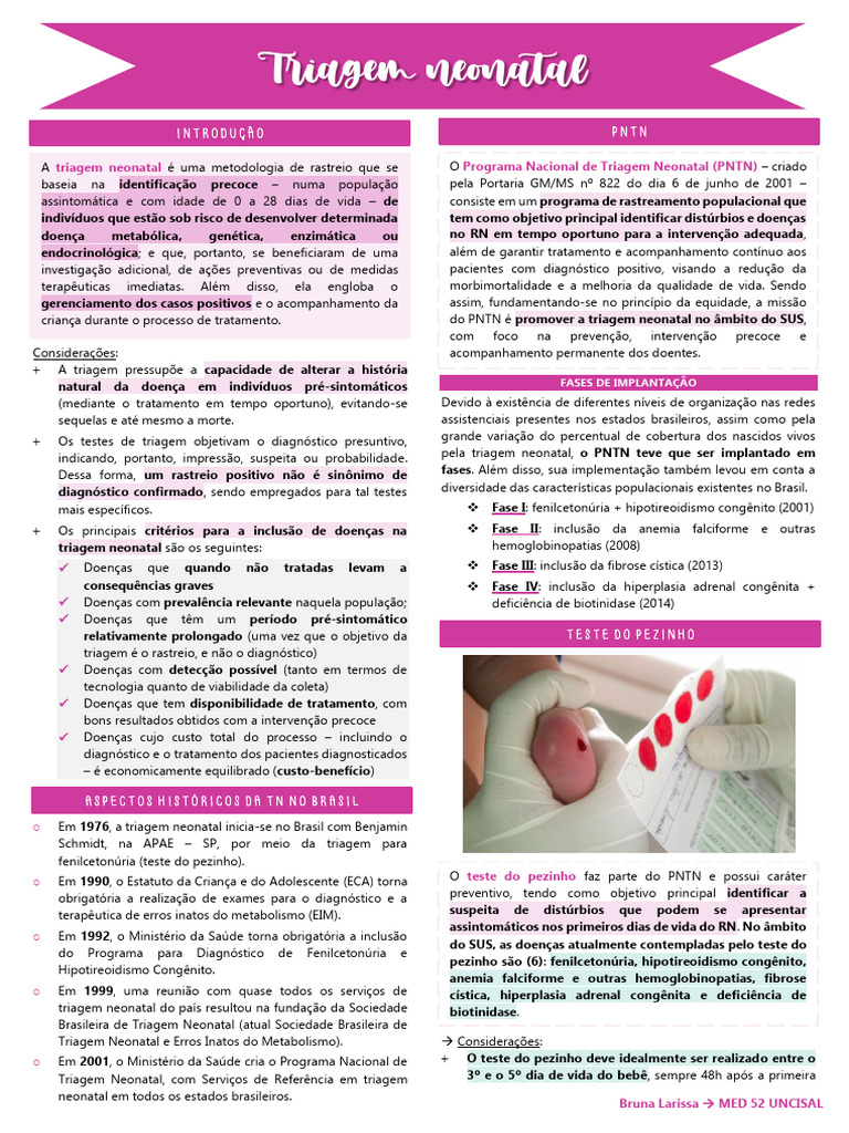 Triagem Neonatal | Download grátis PDF | Tireoide | Doenças e distúrbios