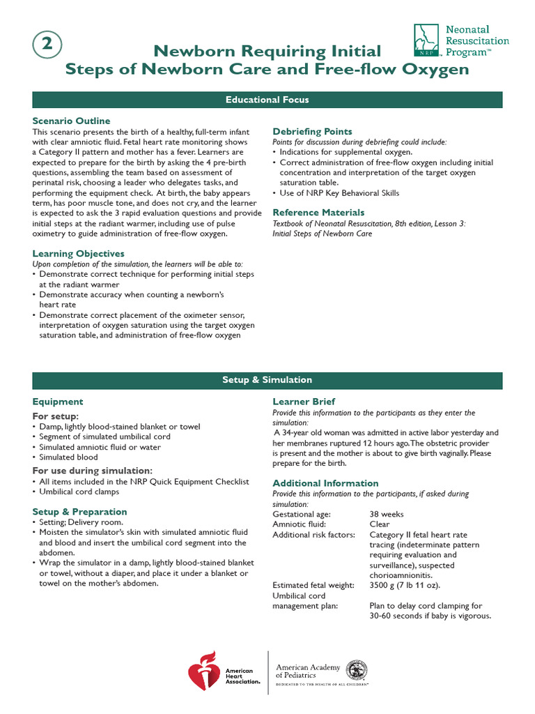Newborn Requiring Initial Steps of Newborn Care and Free-Flow Oxygen ...
