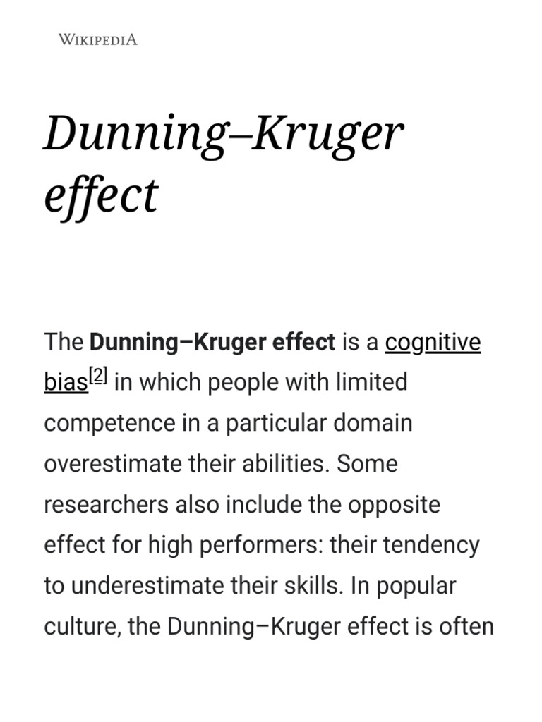 Dunning-Kruger Effect - Wikipedia | PDF