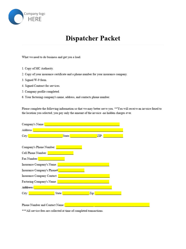 Dispatcher CarrierAgreement Editable | PDF | Credit Card | Common Carrier