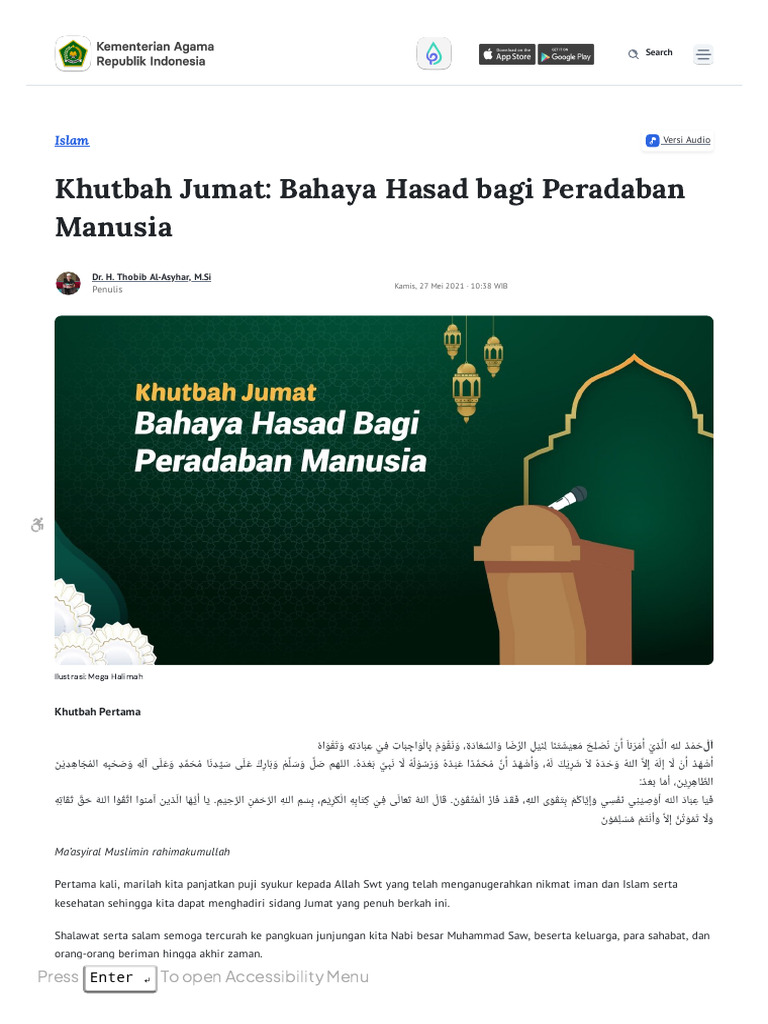 Bahaya Hasad dalam Peradaban Manusia | PDF