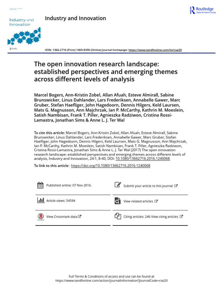 The Open Innovation Research Landscape Established Perspectives and ...