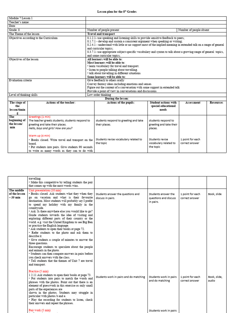 EO4 unit 7 new | PDF | Curriculum | Learning