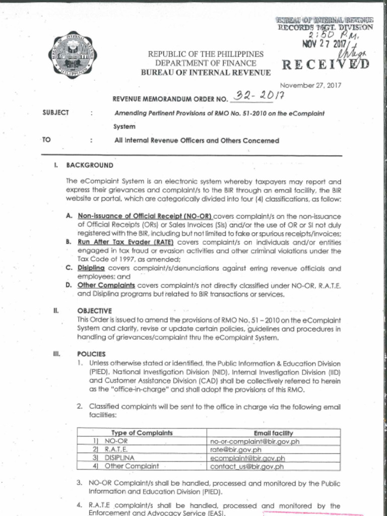 RMO No. 32-2017 | PDF