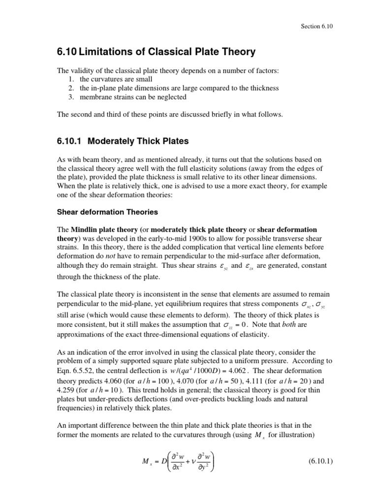 Classical Plate Theory | PDF | Deformation (Mechanics) | Bending