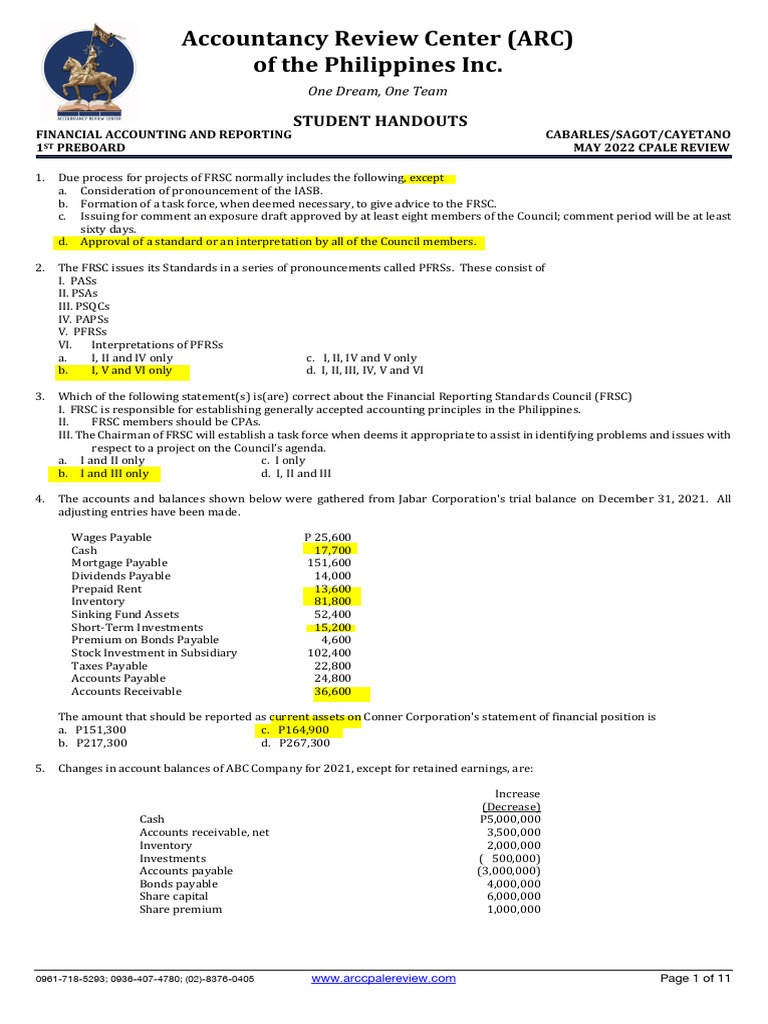 ARC-FAR May 2022 Batch - 1st Preboard | PDF | Depreciation | Fair Value