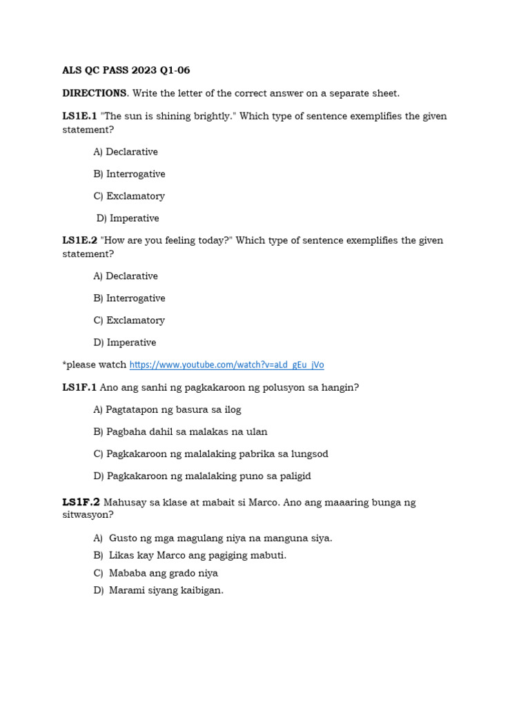 Als QC Pass 2023 Q1 - 6 | PDF