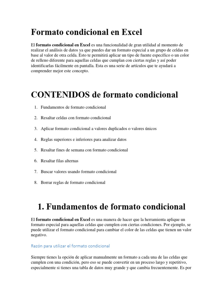 Guía de Formato Condicional en Excel | PDF | Microsoft Excel