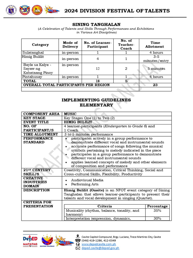 Dfot Sining Tanghalan 2024 | PDF | Dances | Ballet