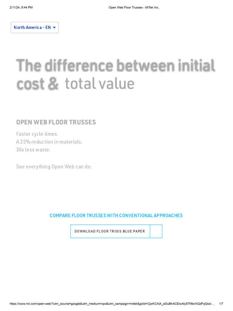 Open Web Floor Trusses - MiTek Inc | PDF | Truss | Architectural Design