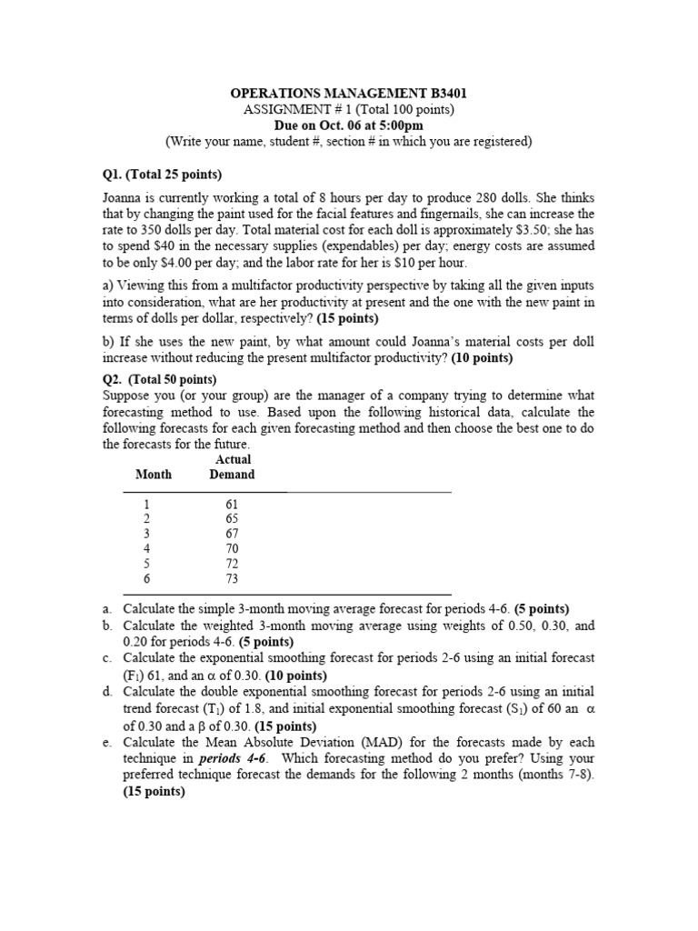 Assignment 1 Pdf Forecasting Moving Average