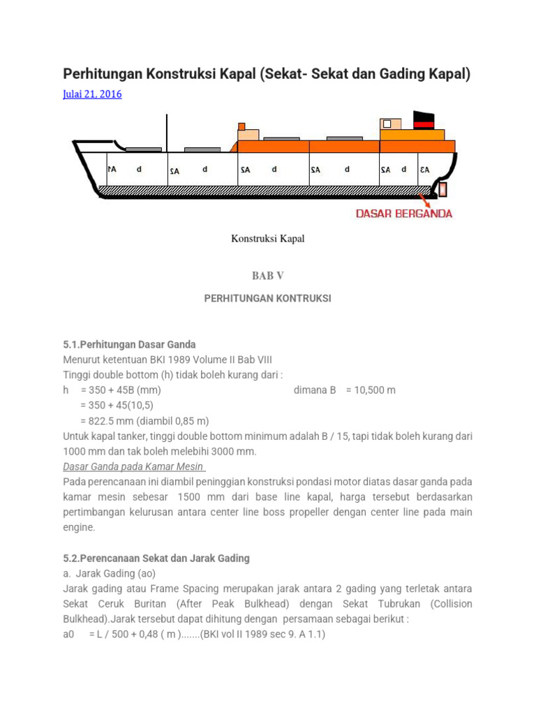 Perhitungan Konstruksi Sekat Kapal | PDF | Teknologi & Rekayasa