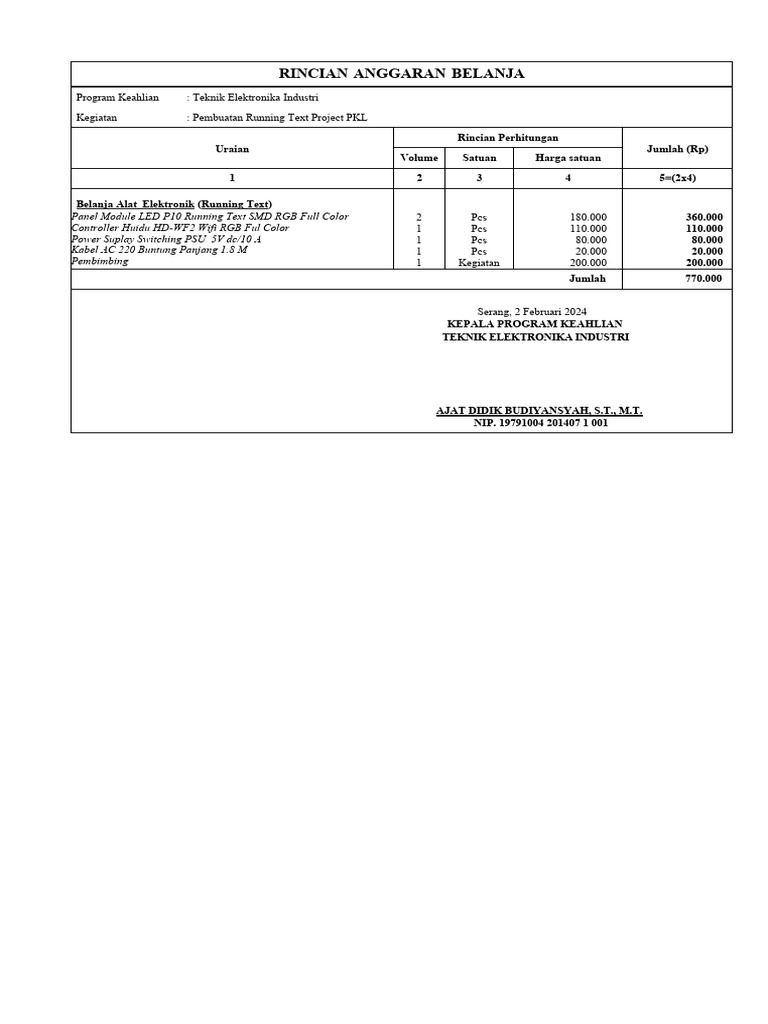 RAB Project PKL Running Text XII TEI | PDF