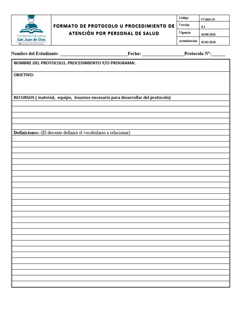 Formato Protocolos de Atención en Salud | PDF