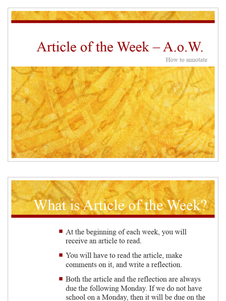 Article of The Week and How To Annotate | PDF | Reading Comprehension ...