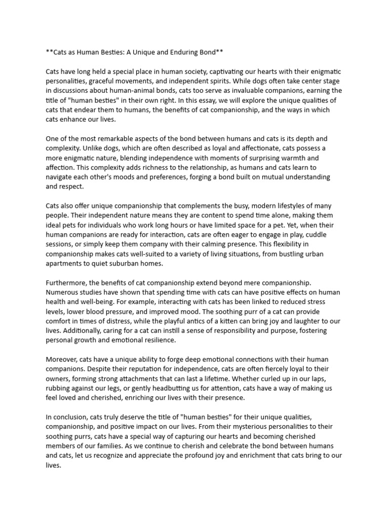 Cats As Human Besties | PDF | Cats | Interpersonal Relationships