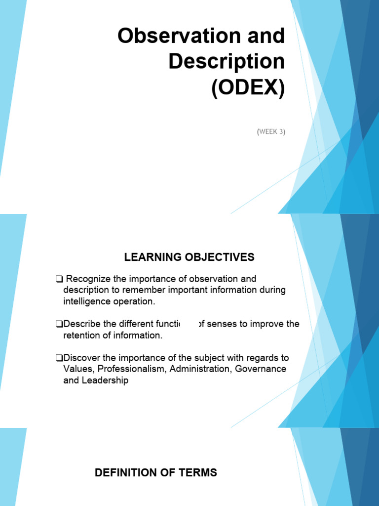 Observation and Description (ODEX) | PDF | Memory | Perception