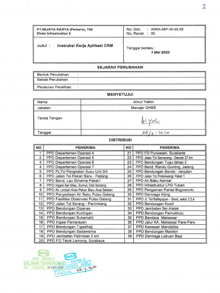 14 Wika-Mif-Ik-02.05 - Instruksi Kerja Aplikasi CRM | PDF