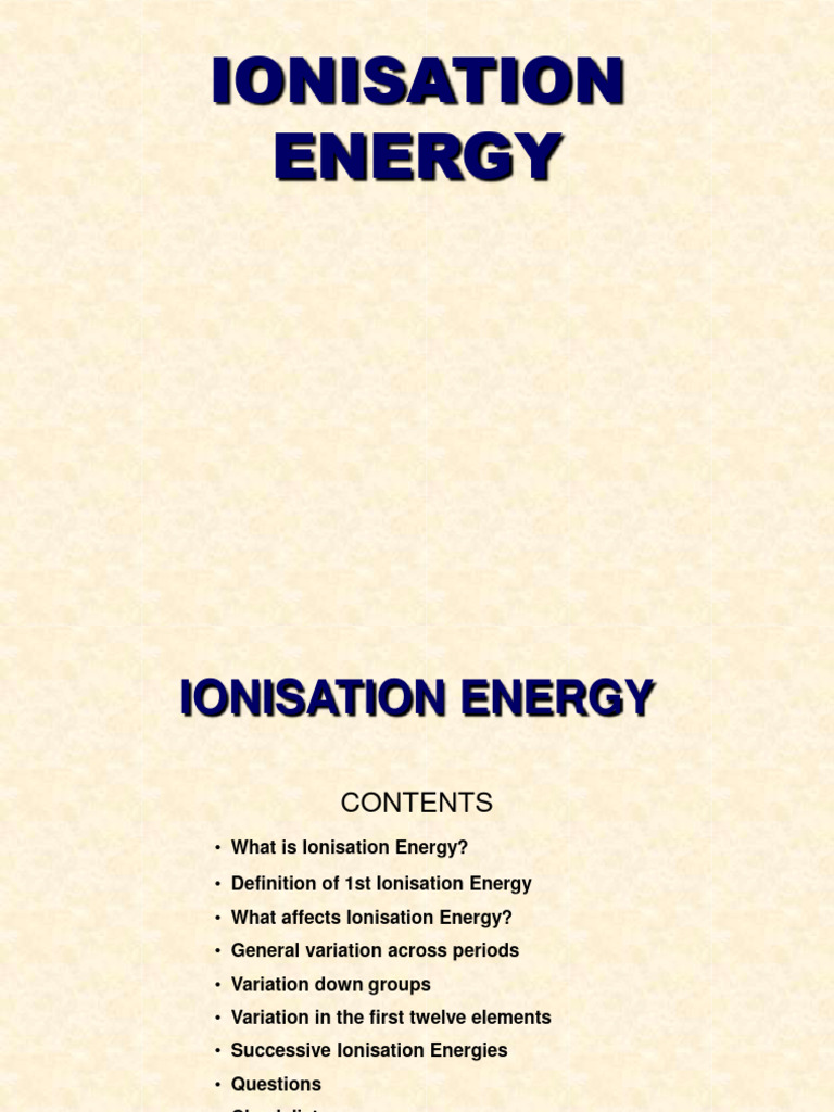 Ionisation Energy | Download Free PDF | Atomic Nucleus | Ionization