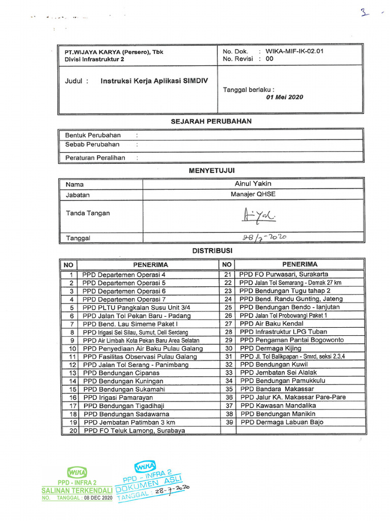 11 WIKA-MIF-IK-02.01 - INSTRUKSI KERJA APLIKASI SIM DIV (00) | PDF