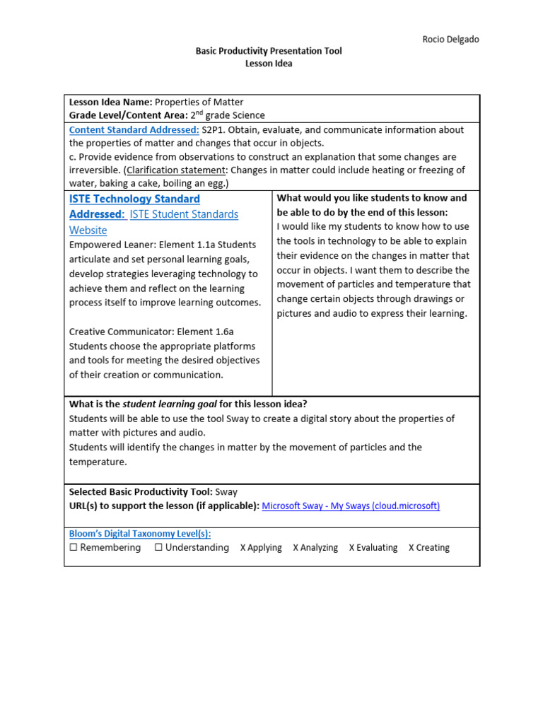 Bpts Basic Productivity Tools Lesson Idea Rocio Delgado | PDF | Project Based Learning ...