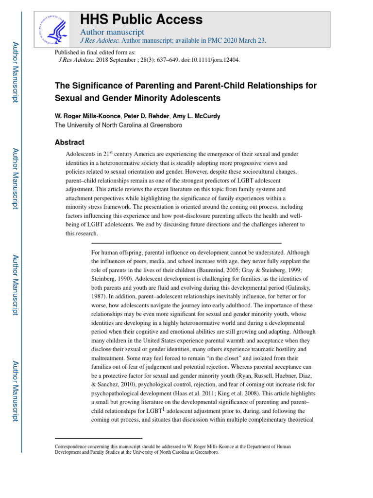 The Significance of Parenting and Parent-Child Relationships For Sexual ...