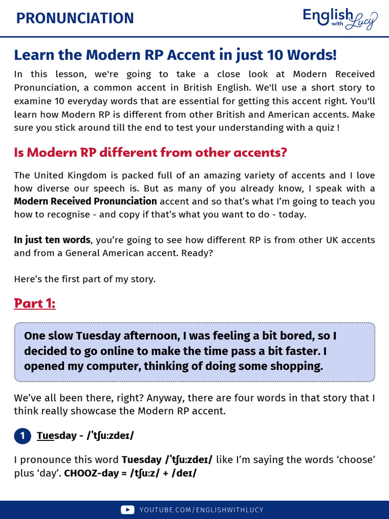 Learn The Modern RP Accent in Just 10 Words | PDF | English Language ...