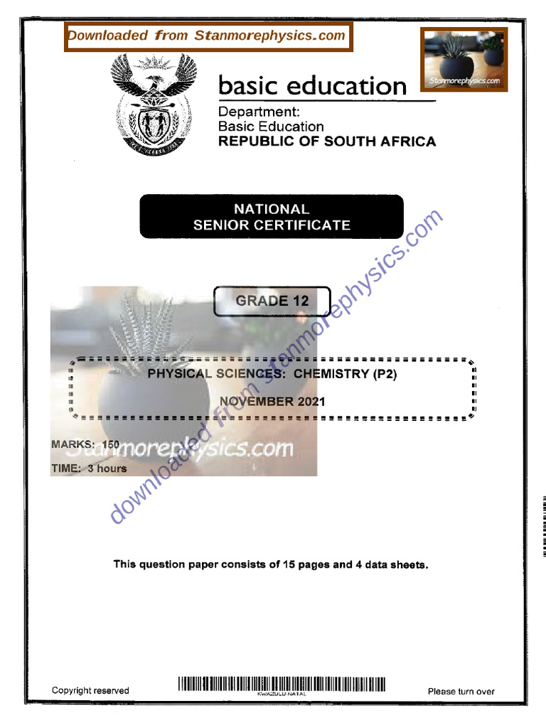 Physical Science Grade 12 NSC November 2021 P2 and Memo | PDF