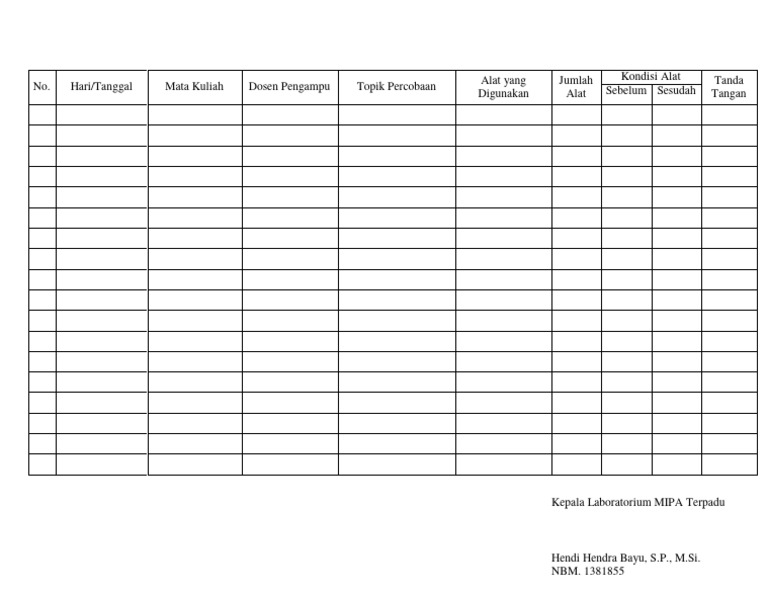 Buku Kunjungan Lab Mipa Terpadu | PDF