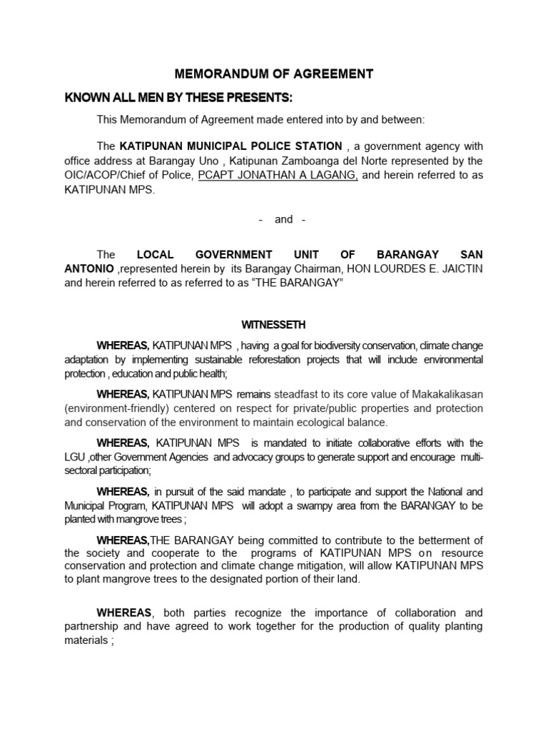 Tree Planting Memorandum of Aggrement | PDF | Economy And The Environment | Economies