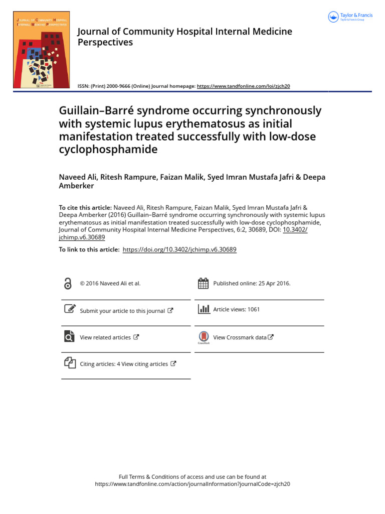 Guillain Barr Syndrome Occurring Synchronously With Systemic Lupus ...