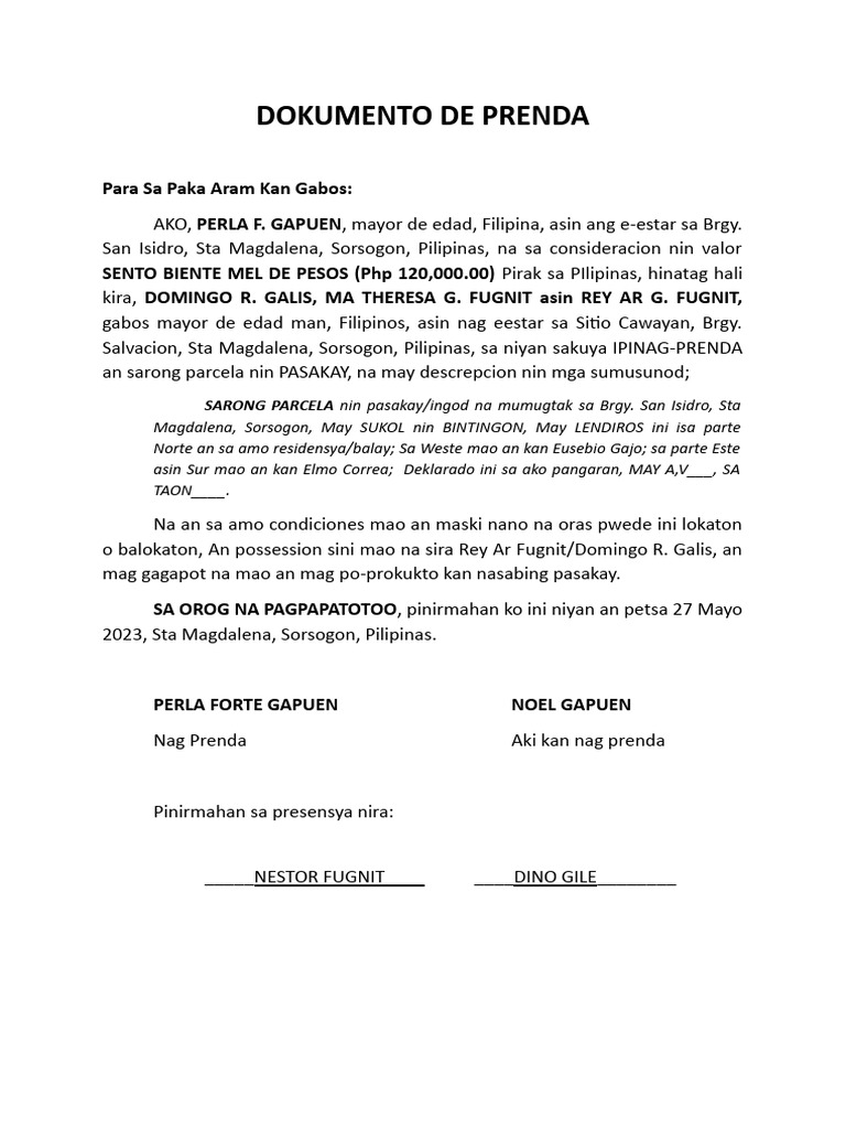 Dokumento de Prenda | PDF | Philippines | Currency