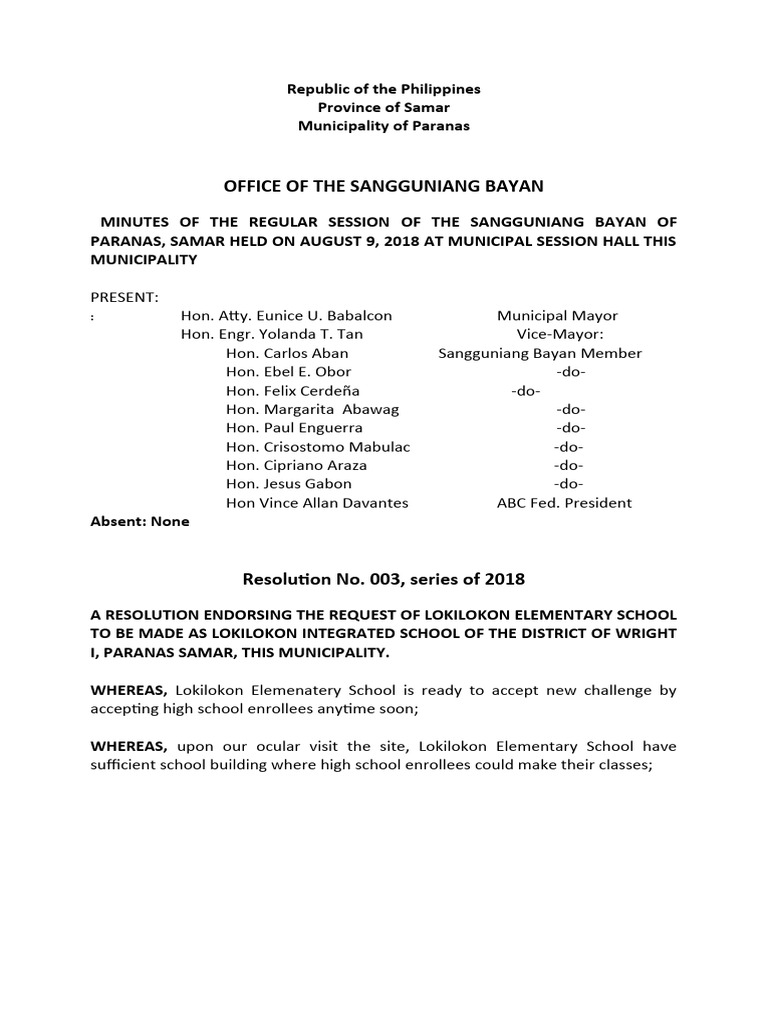Municipal Resolution | Download Free PDF | Government | Local Government