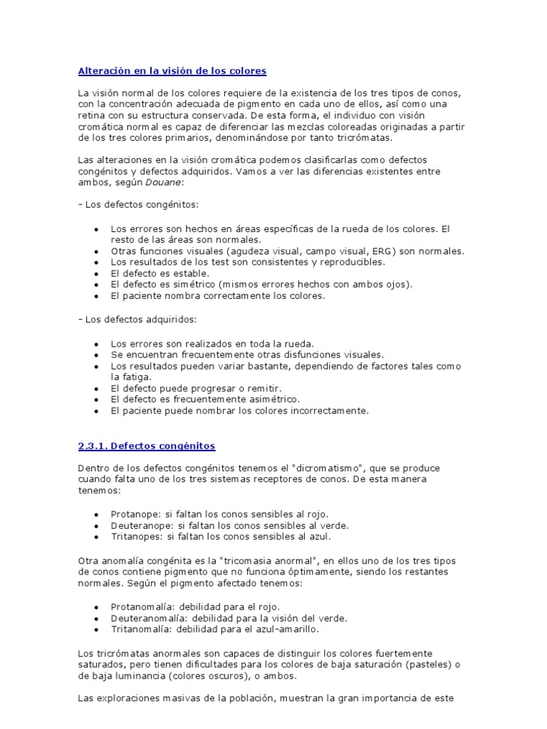 Alteración en La Visión de Los Colores | Descargar gratis PDF | Color ...