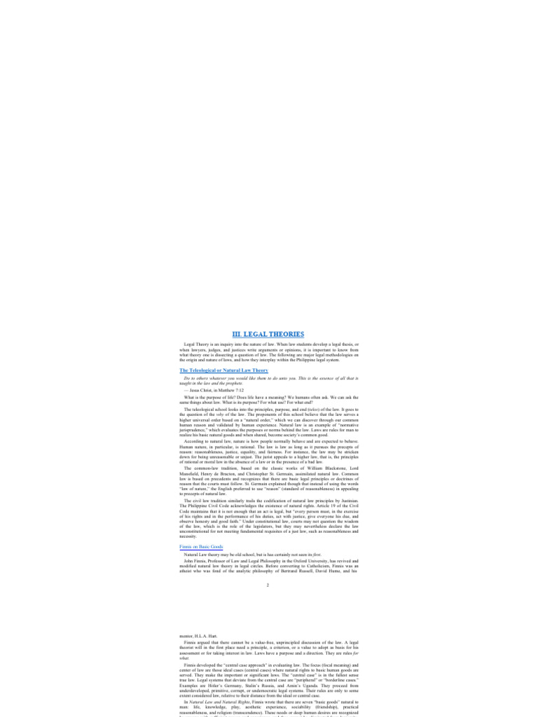 Legal Theories | PDF | Natural Law | Jurisprudence Legal Theories | PDF | Natural Law | Jurisprudence