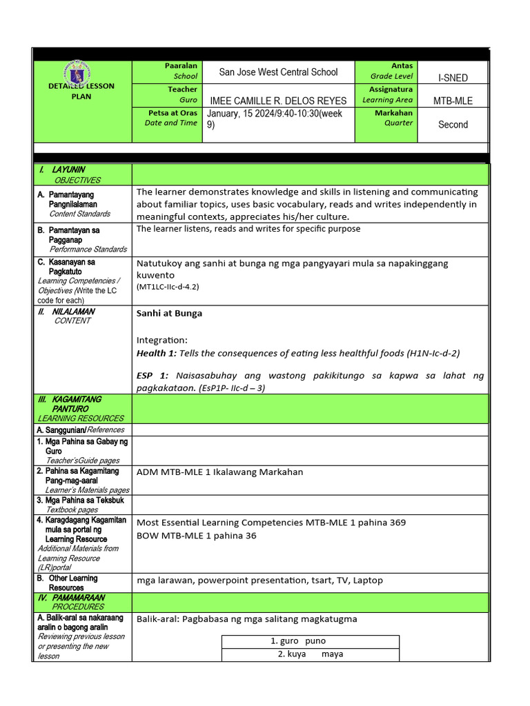 Final Cot Q2 MTB1 DLP Sanhi at Bunga | PDF