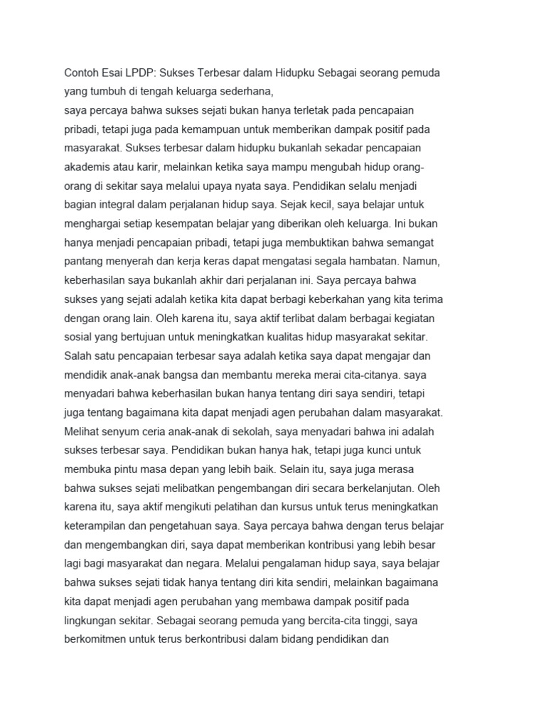 Contoh Esai LPDP | PDF