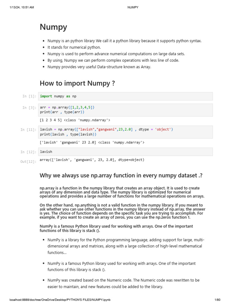 Numpy | PDF | Software Development | Information Technology Numpy | PDF | Software Development | Information Technology