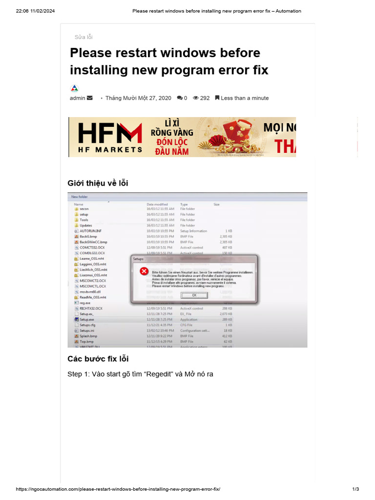Fix Windows Install Error: Restart Required | PDF | Business | Computers