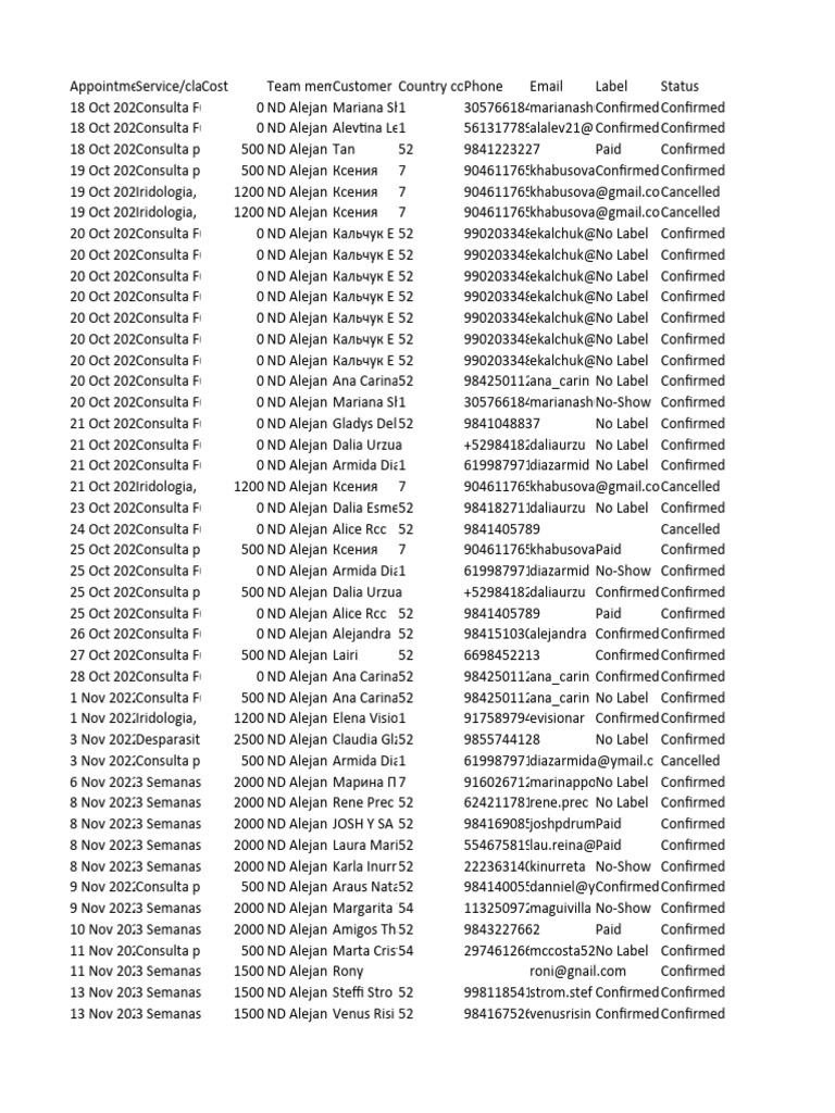 Appointments Excel Sheet To Use Freely | PDF
