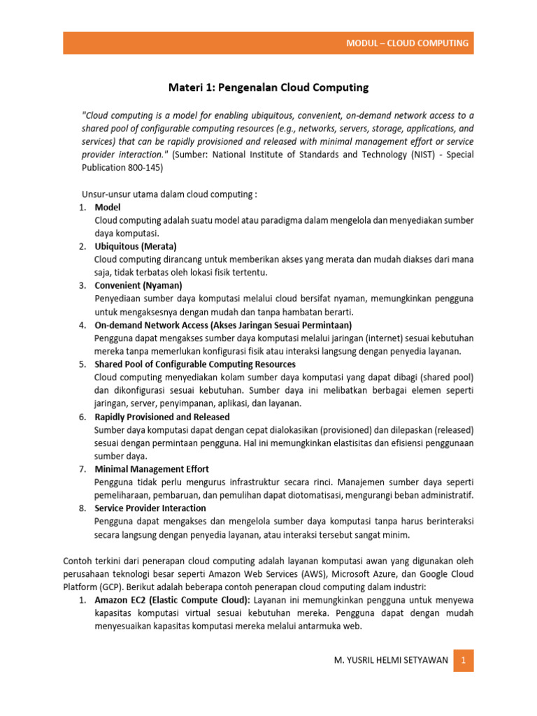 Materi 1 - Pengenalan Cloud Computing | PDF | Teknologi & Rekayasa ...