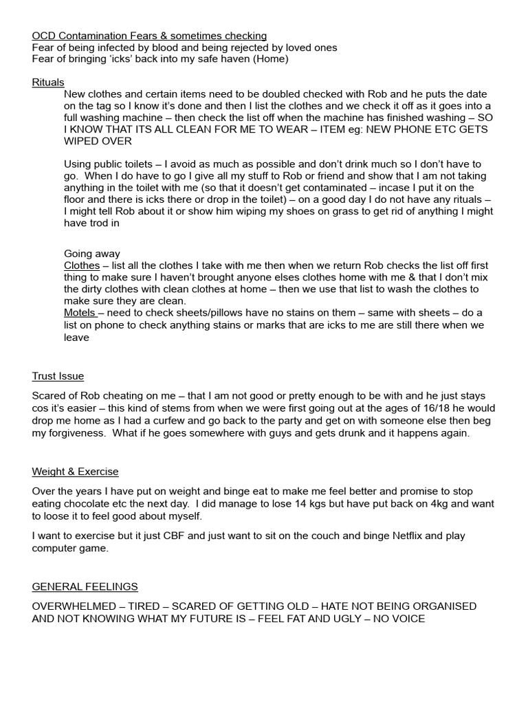 OCD Contamination Fears | PDF