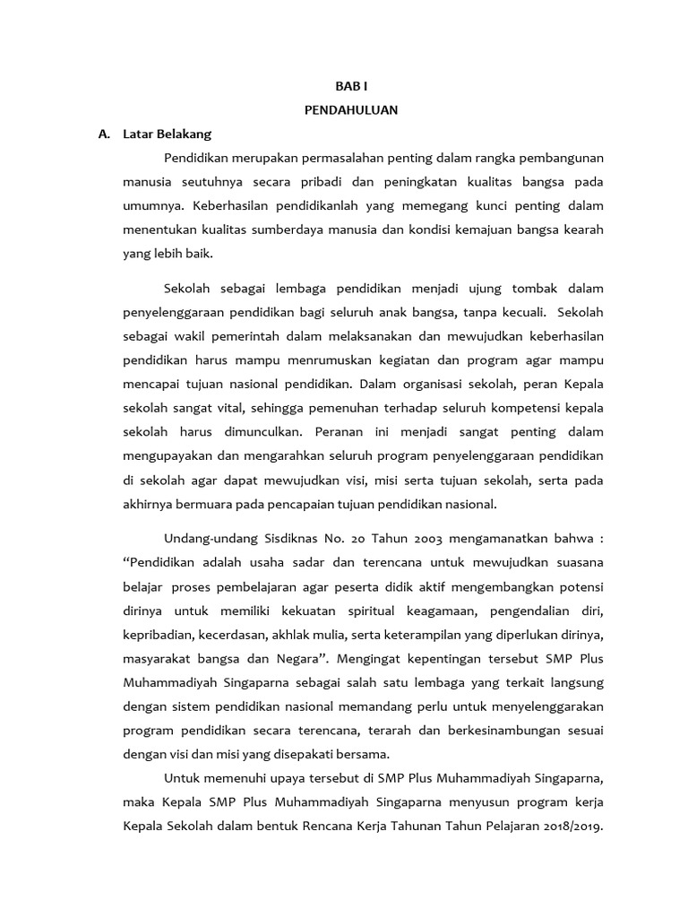 Program Kerja Kepsek SMP | PDF