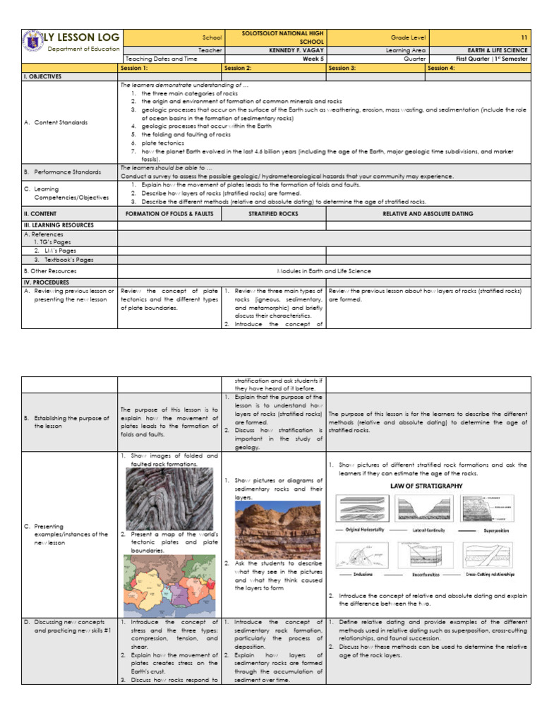 DLL Els Quarter 1 Week 5 | PDF | Geology | Rock (Geology)