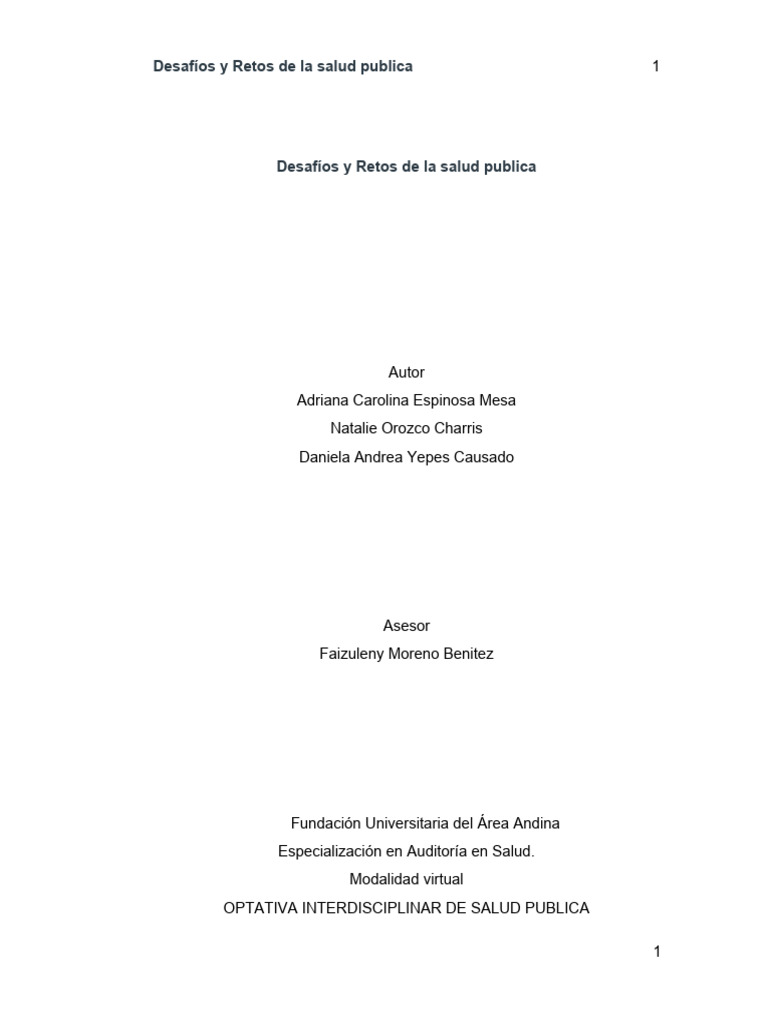 TAREA EJE 4 - Desafios y Retos de La Salud Publica | PDF | Salud ... TAREA EJE 4 - Desafios y Retos de La Salud Publica | PDF | Salud ...