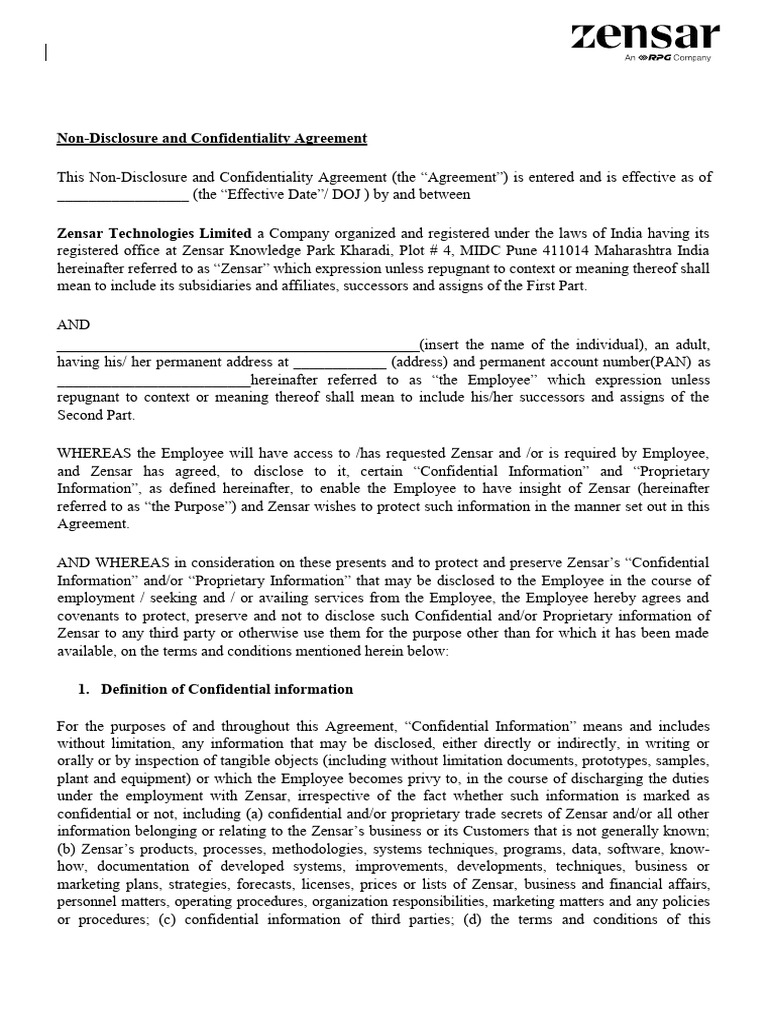 Non Disclosure Agreement (NDA) | PDF | Non Disclosure Agreement | Legal Remedy